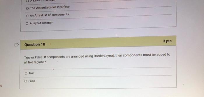 Solved The ActionListener interface O An ArrayList of | Chegg.com