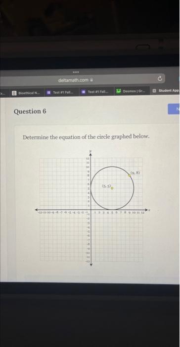 Solved Determine the equation of the circle graphed below. | Chegg.com