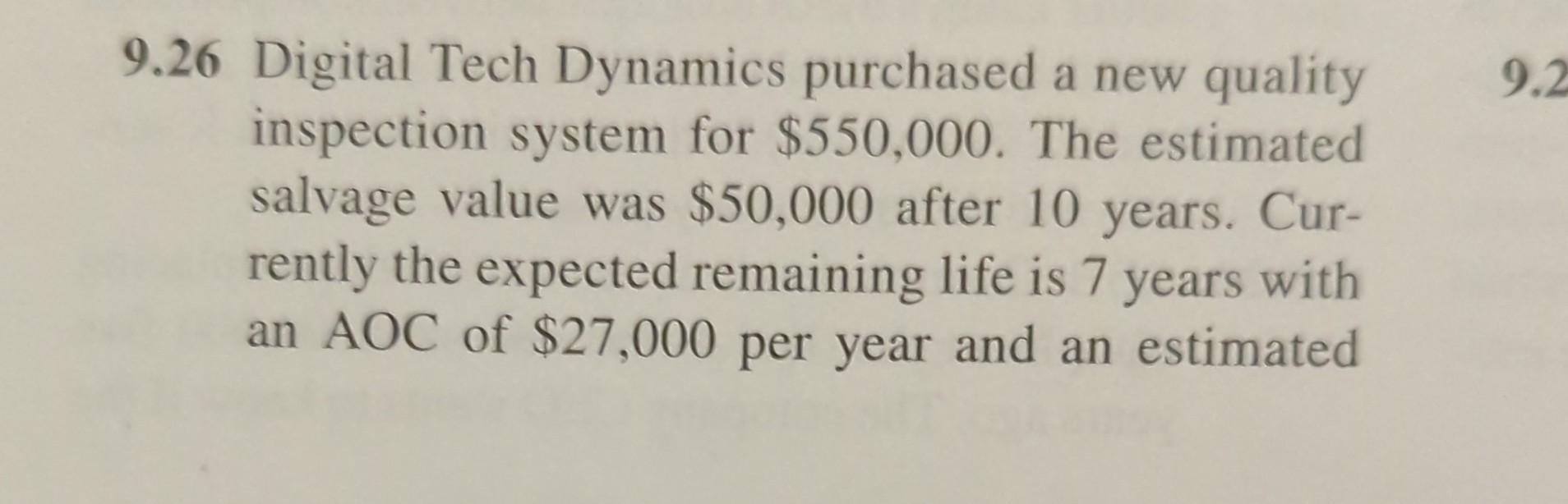Solved .26 Digital Tech Dynamics purchased a new quality | Chegg.com