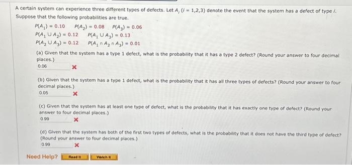 Solved A certain system can experience three different types | Chegg.com