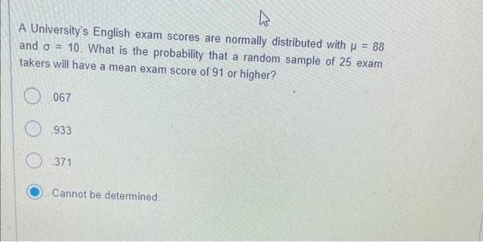 Solved A University's English exam scores are normally | Chegg.com