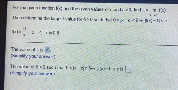 Solved For the given function f(x) and the given values of c | Chegg.com