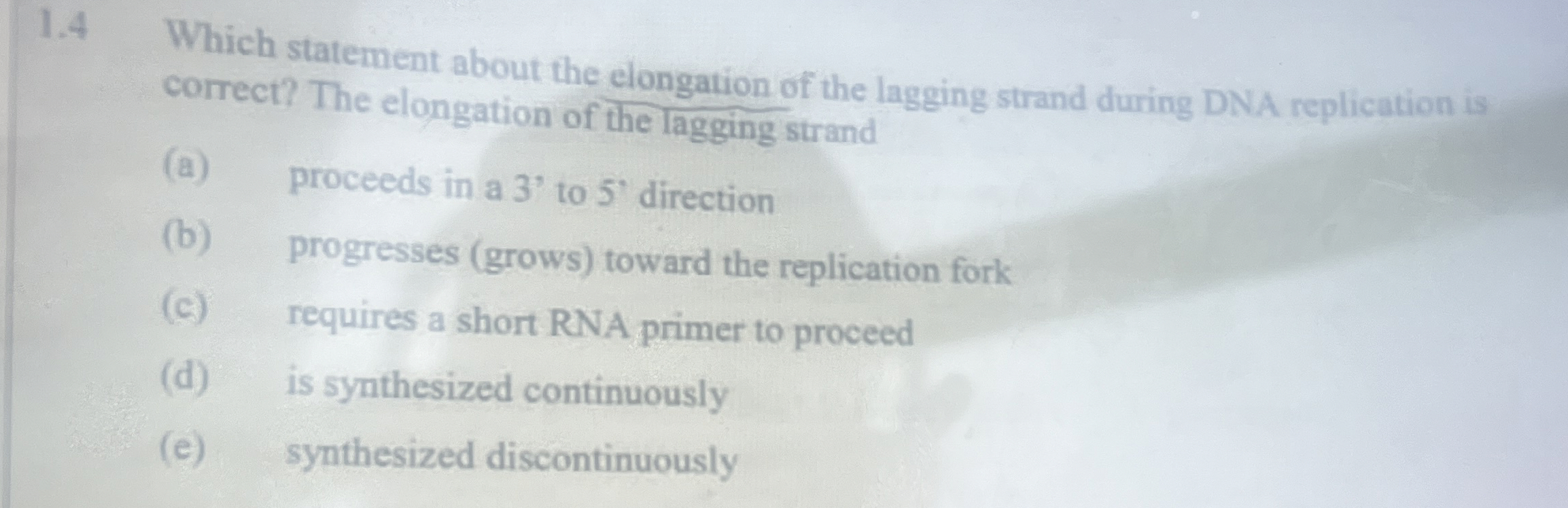 Solved 1.4 ﻿Which statement about the elongation of the | Chegg.com