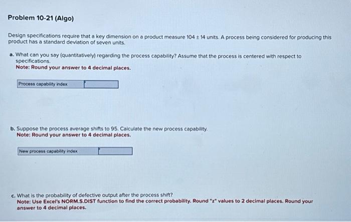 Solved Problem 10-21 (Algo) Design specifications require | Chegg.com