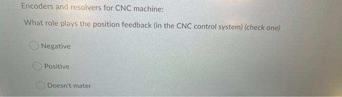 Solved Encoders and resolvers for CNC machine: What role | Chegg.com