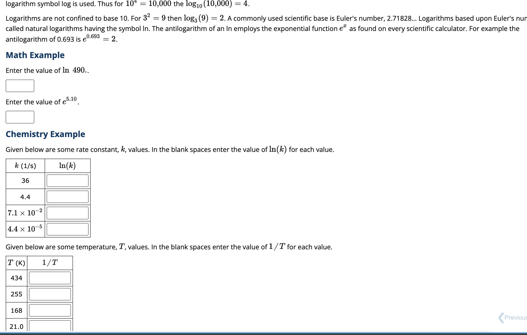 Solved logarithm symbol log is used. Thus for 104=10,000 | Chegg.com