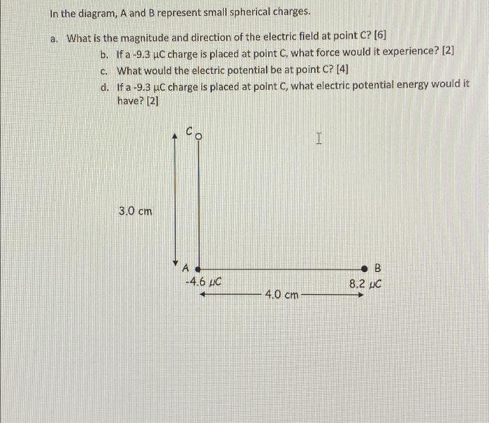 Solved In the diagram, A and B represent small spherical | Chegg.com