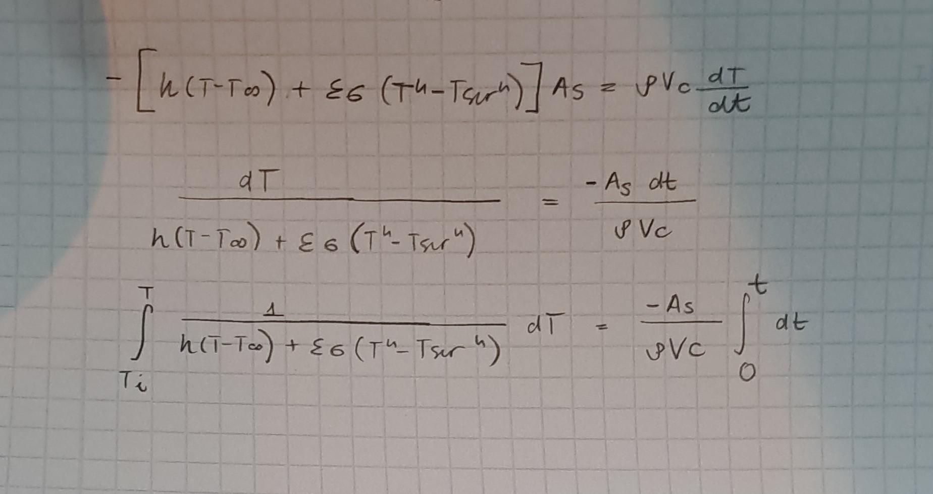 Solved Solve this integral for the lumped capacitance method | Chegg.com