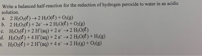 Solved Write a balanced half-reaction for the reduction of | Chegg.com
