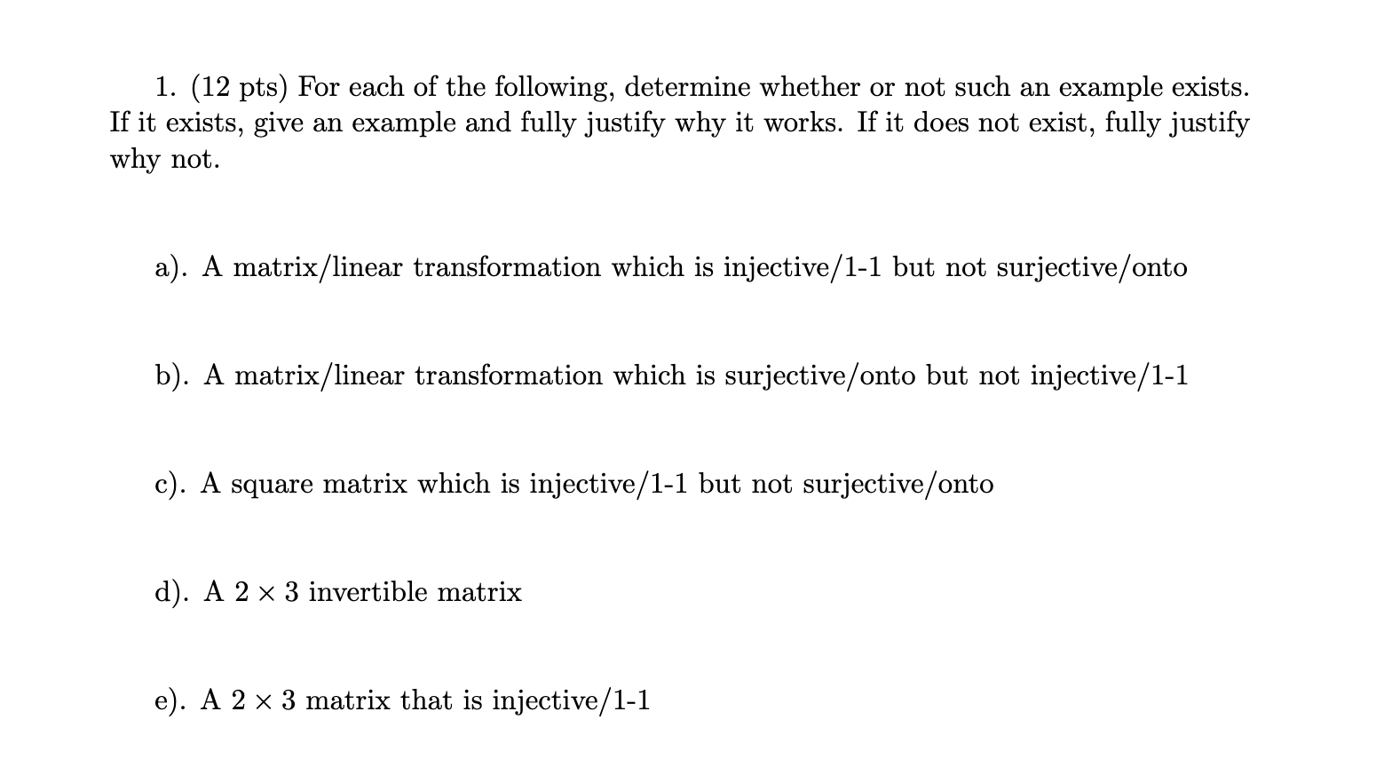 1. (12 ﻿pts) ﻿For each of the following, determine | Chegg.com