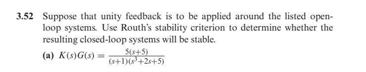 Solved 3.52 ﻿Suppose that unity feedback is to be applied | Chegg.com