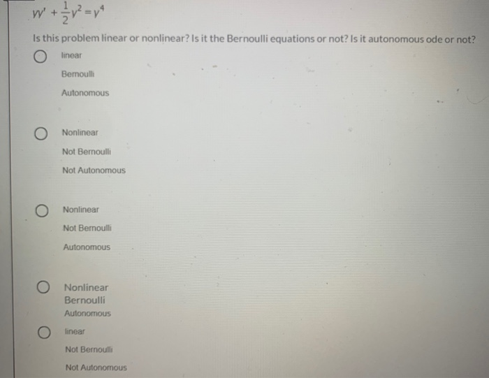 Solved w + y² = 1 Is this problem linear or nonlinear? Is it | Chegg.com