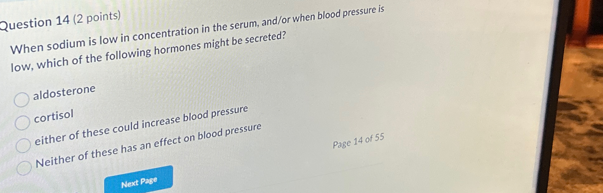 Solved Question 14 (2 ﻿points)When sodium is low in | Chegg.com