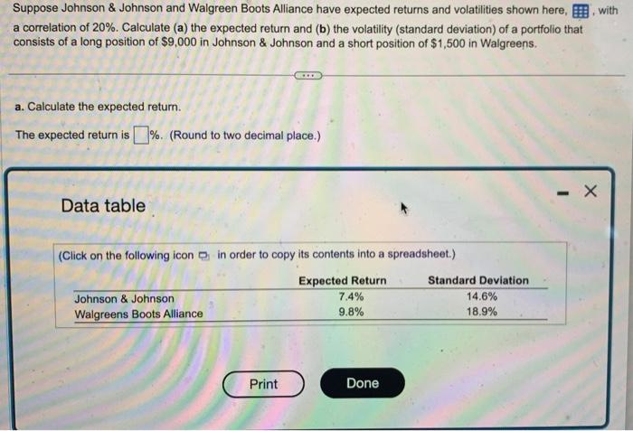 Solved Suppose Johnson \& Johnson and Walgreen Boots | Chegg.com