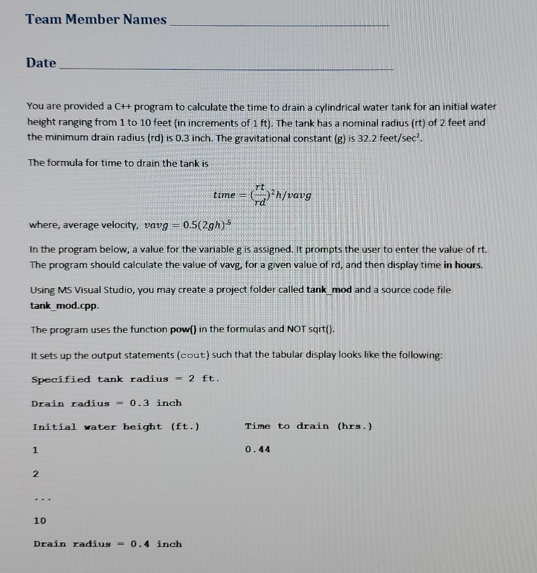 Solved You are provided a C++ program to calculate the time | Chegg.com