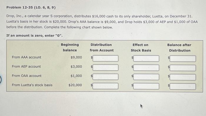 Solved Problem 12-35 (LO. 6, 8, 9) Drop, Inc., a calendar | Chegg.com