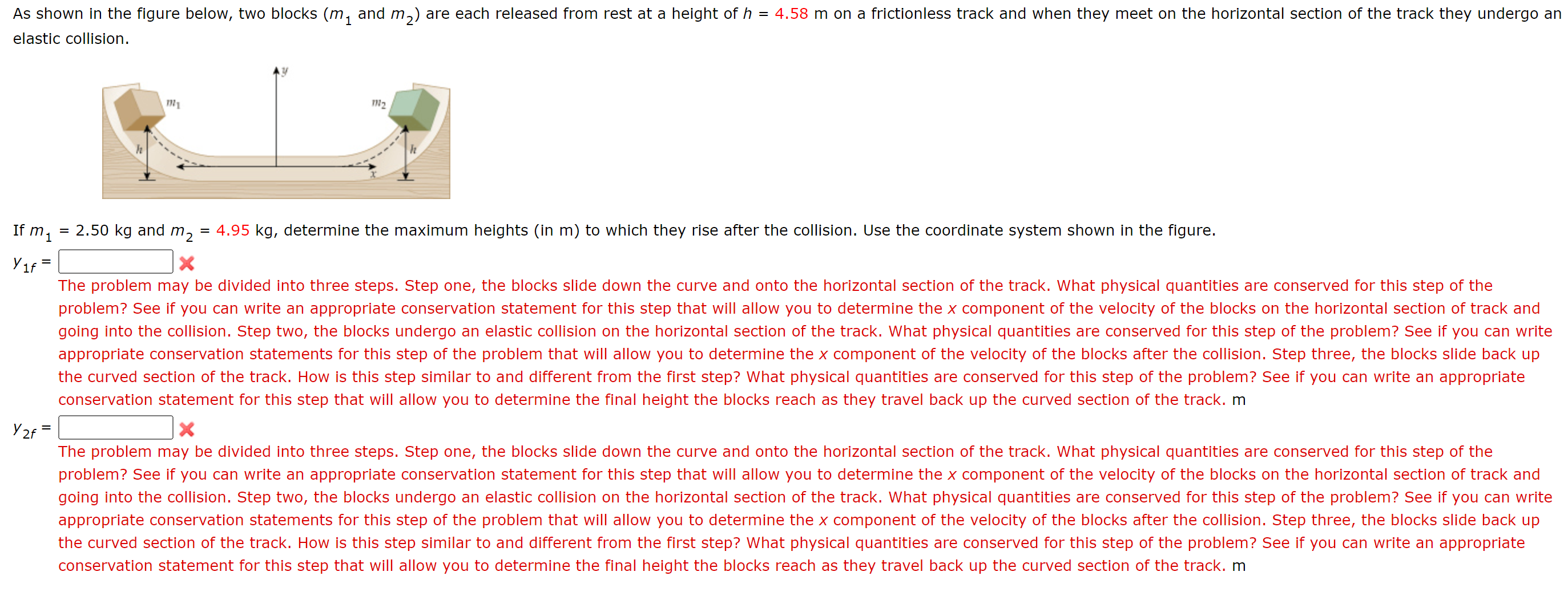 Solved elastic collision.If m1=2.50kg ﻿and m2=4.95kg, | Chegg.com