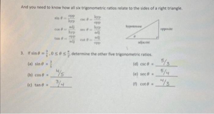 Solved And you need to know how all six trigonometric ratios | Chegg.com