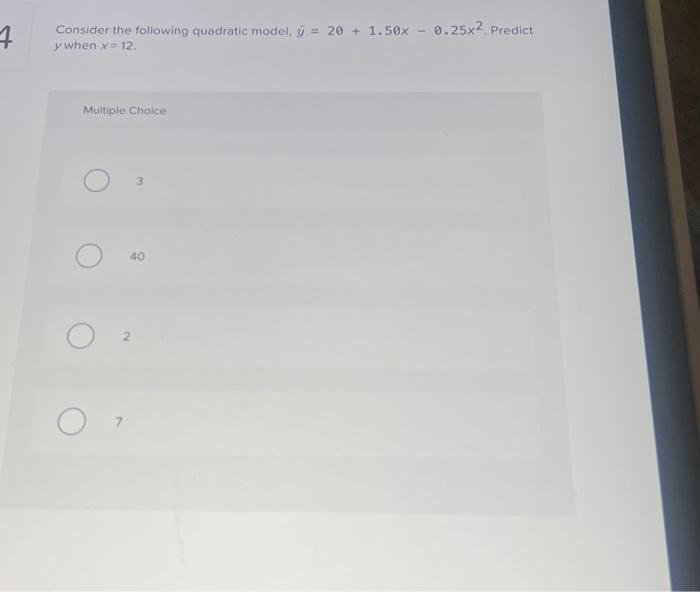 Solved Consider the following quadratic model, | Chegg.com