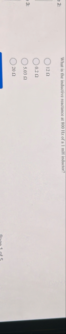 Solved What is the inductive reactance at 800 ﻿Hz of a 1 ﻿mH | Chegg.com