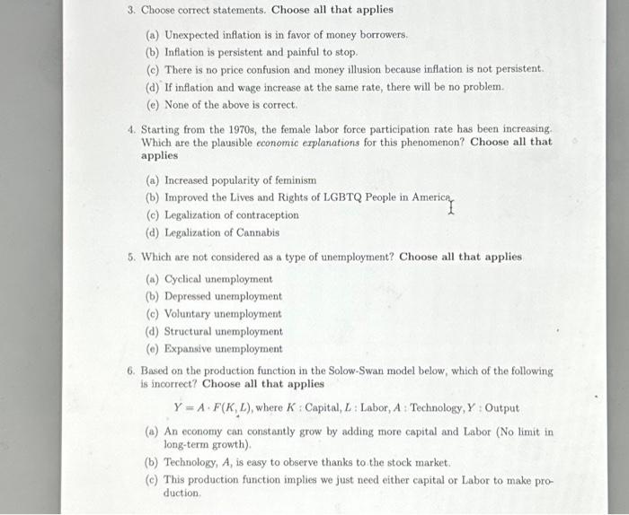 Solved 3. Choose correct statements. Choose all that applies | Chegg.com