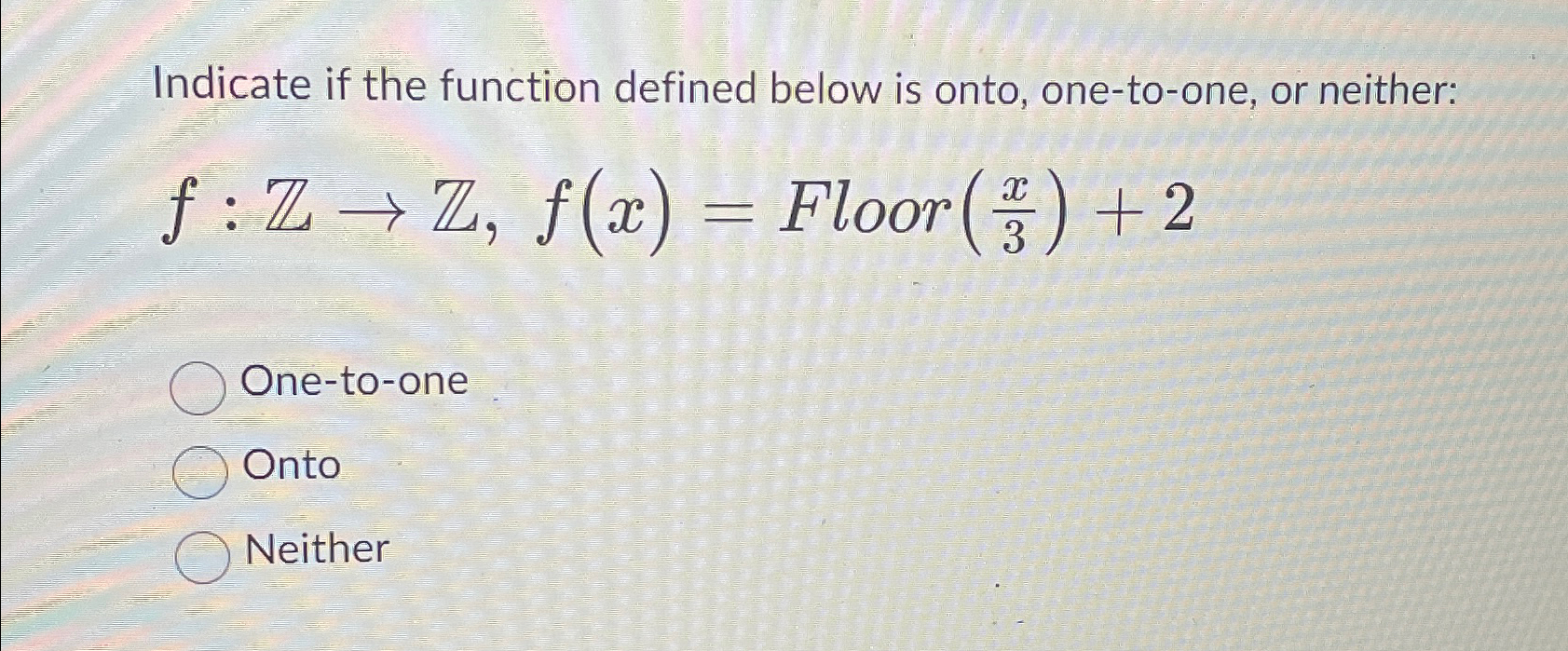 Solved Indicate if the function defined below is onto, | Chegg.com