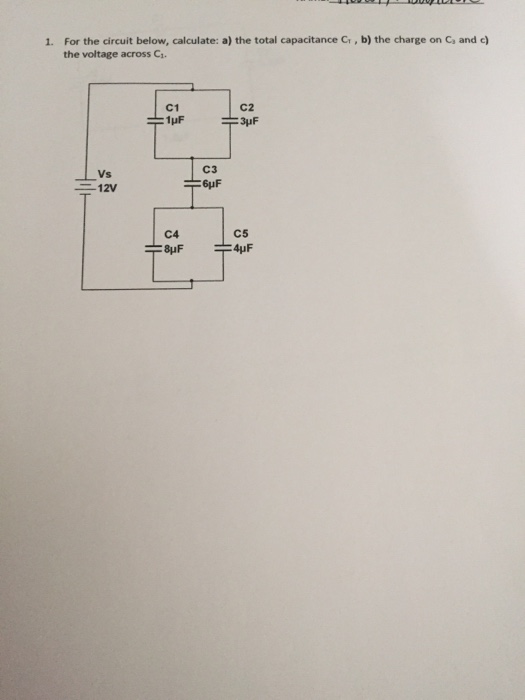 Solved 1. For the circuit below, calculate: a) the total | Chegg.com