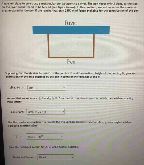 Solved A rancher plans to construct a rectangular pen | Chegg.com