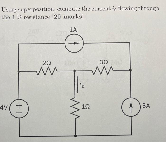 Solved Using superposition, compute the current i0 flowing | Chegg.com