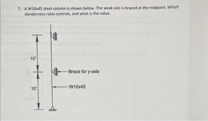Solved 7. A W10x45 steel column is shown below. The weak | Chegg.com