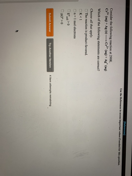 Solved (References] Use the References to access Important | Chegg.com