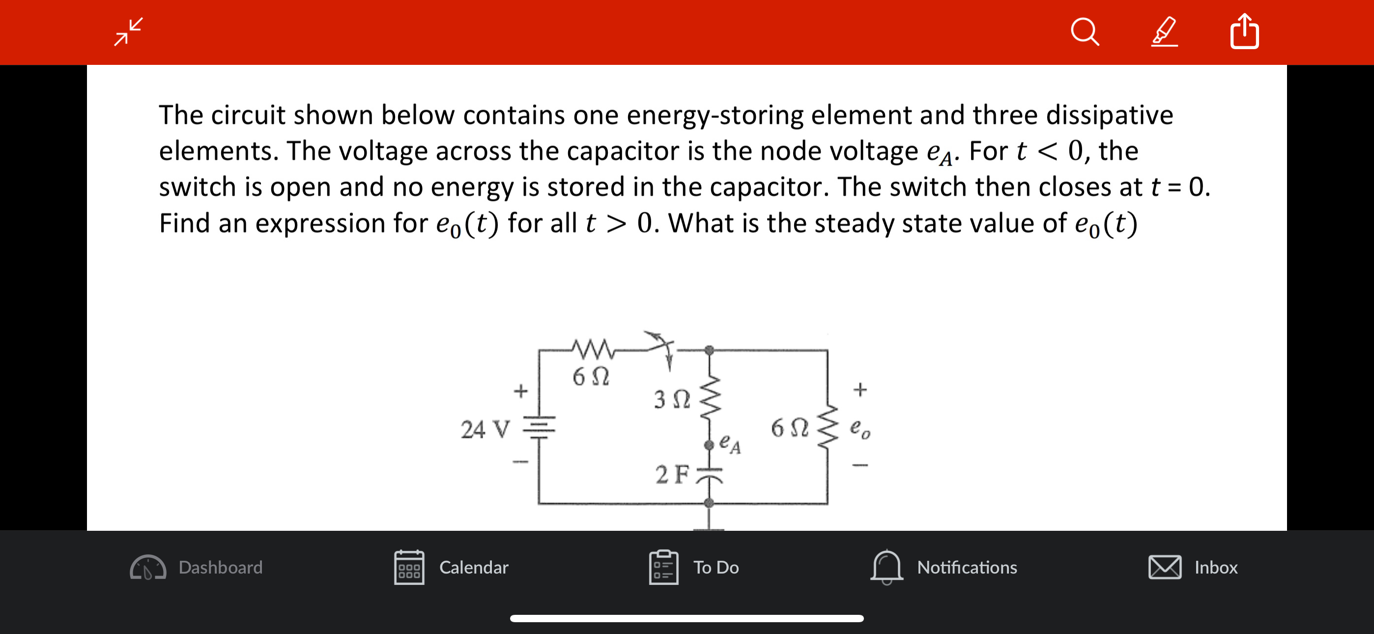 Solved The circuit shown below contains one energy-storing | Chegg.com