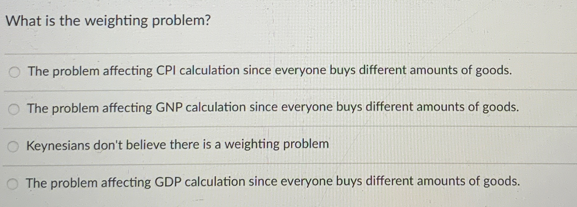 Solved What is the weighting problem?The problem affecting | Chegg.com