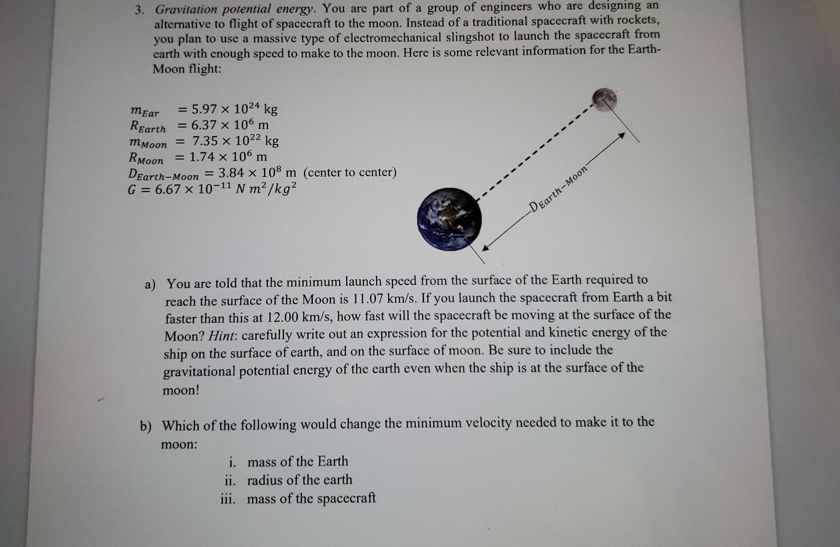 Solved 3. Gravitation potential energy. You are part of a | Chegg.com