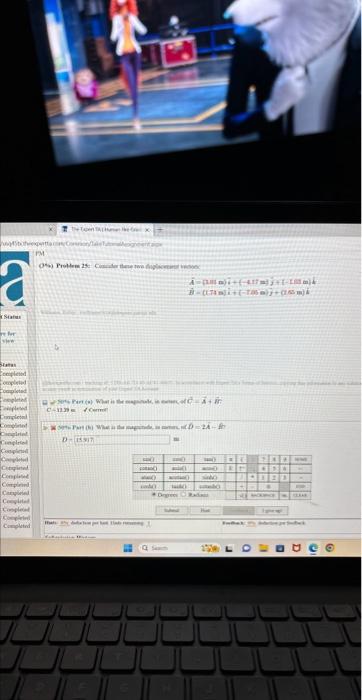 Solved D.(3\%) Problem 25: Consider these two displacement | Chegg.com
