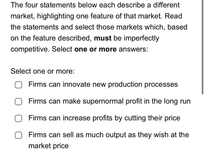 Solved The four statements below each describe a different | Chegg.com