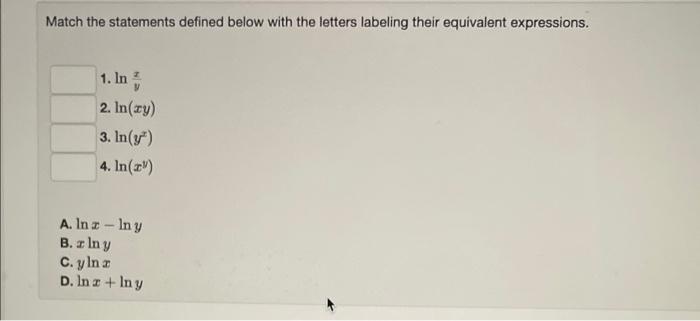 Solved Match the statements defined below with the letters | Chegg.com