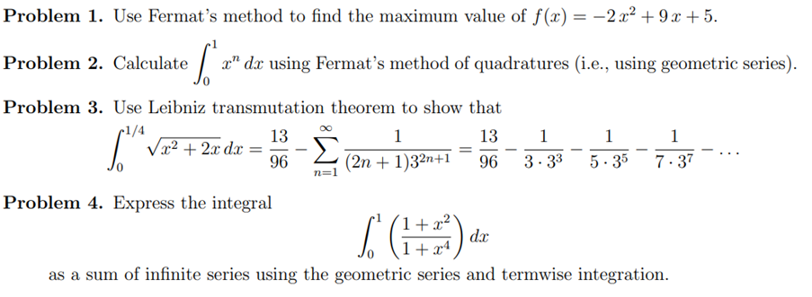 Solved Just Problem 4Problem 1. ﻿Use Fermat's method to find | Chegg.com