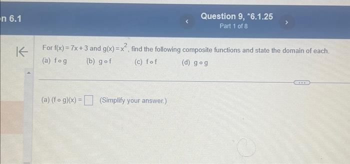 Solved For f(x)=7x+3 and g(x)=x2, find the following | Chegg.com