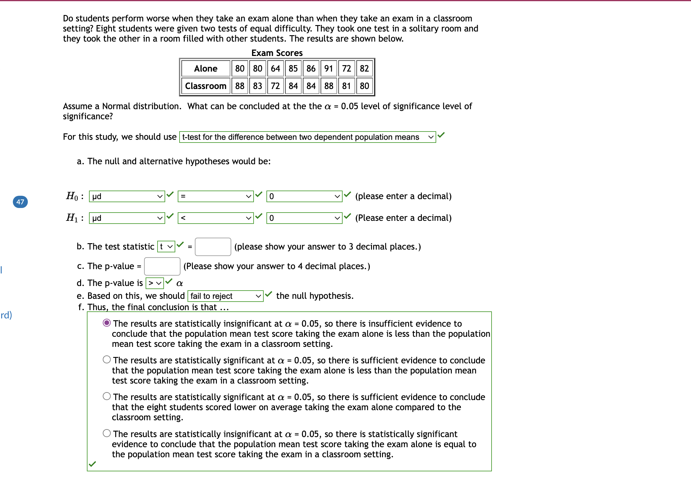 Solved Do students perform worse when they take an exam | Chegg.com