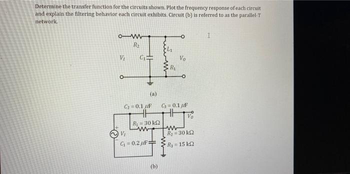 Solved Determine the transfer function for the circuits | Chegg.com