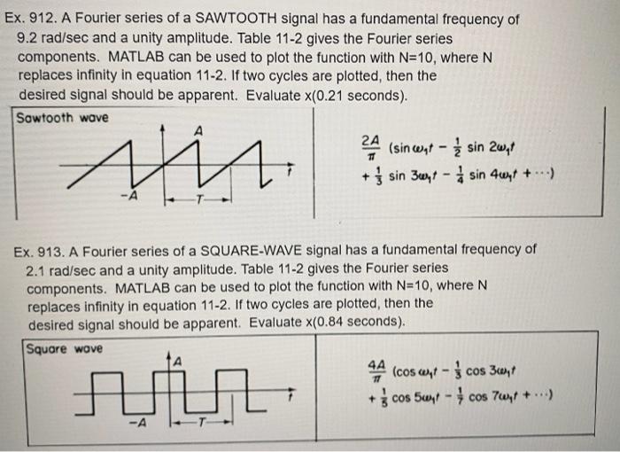Solved Ex. 912. A Fourier series of a SAWTOOTH signal has a | Chegg.com