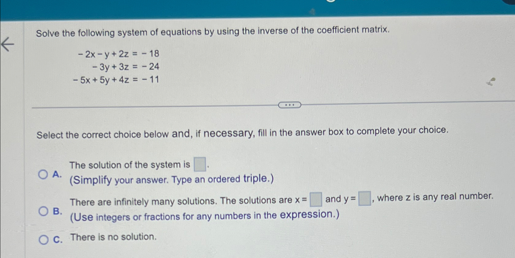 Solved Solve the following system of equations by using the | Chegg.com