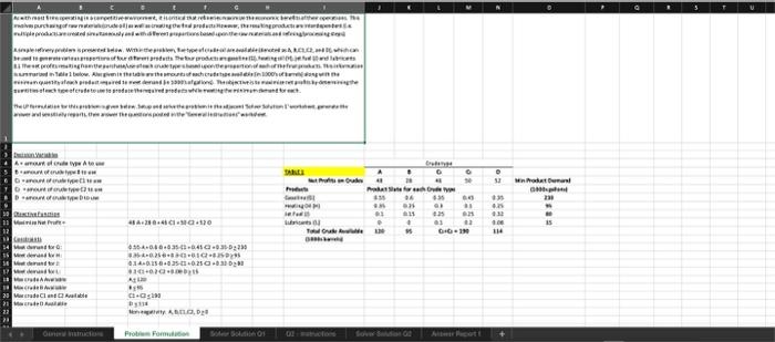 set up and solve LP using Solver in the 'Solver | Chegg.com