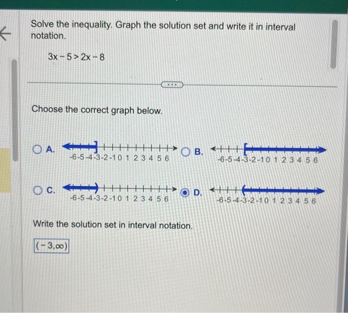 Solved Solve the inequality. Graph the solution set and | Chegg.com