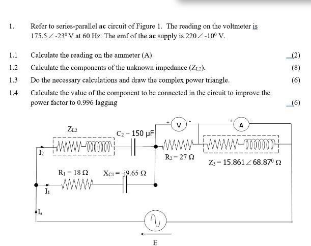 Solved 1. Refer to series-parallel ac circuit of Figure 1. | Chegg.com