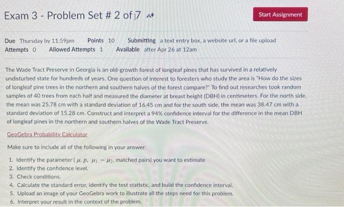 Solved Exam 3 - Problem Set #2 of 7 A+ Start Assignment Due | Chegg.com