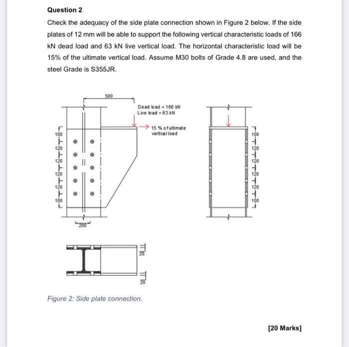 Solved Question 2 Check the adequacy of the side plate | Chegg.com