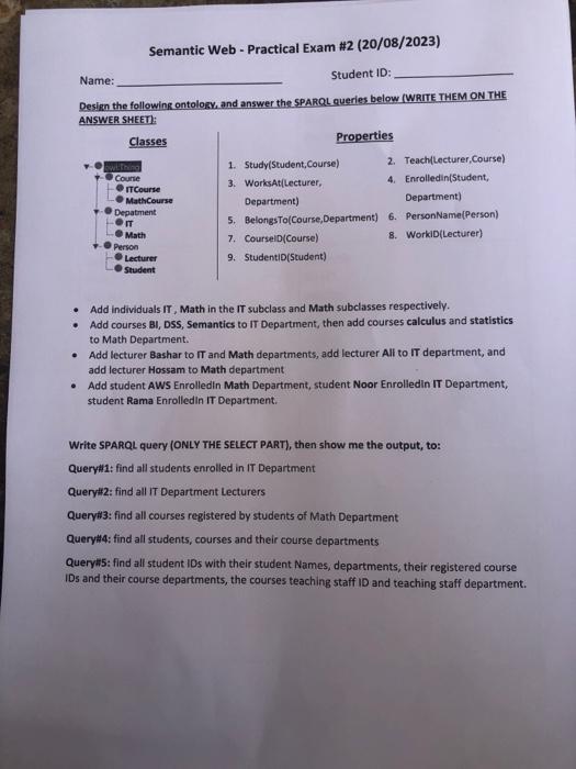 Solved Semantic Web - Practical Exam \\( \\# 2 \\) | Chegg.com