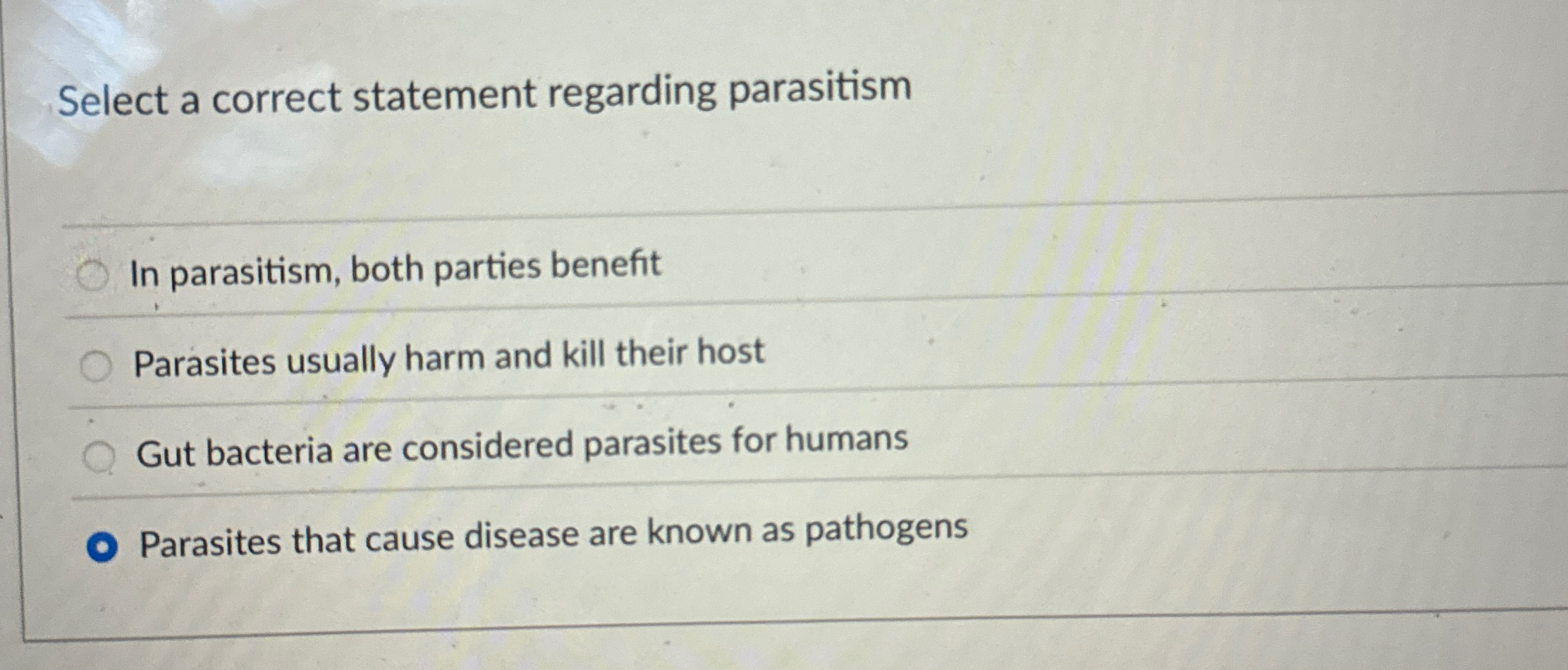 Solved Select a correct statement regarding parasitismIn | Chegg.com